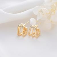 China Fashion and Minimalist 14K Gold Plated Geometric Multi Layer Women's Earring Hypoallergenic Jewelry Studs Earrings for sale