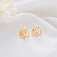 China Fashion and Minimalist 14K Gold Plated Geometric Multi Layer Women's Earring Hypoallergenic Jewelry Studs Earrings for sale