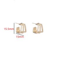 China Fashion and Minimalist 14K Gold Plated Geometric Multi Layer Women's Earring Hypoallergenic Jewelry Studs Earrings for sale