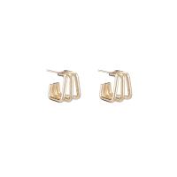 China Fashion and Minimalist 14K Gold Plated Geometric Multi Layer Women's Earring Hypoallergenic Jewelry Studs Earrings for sale