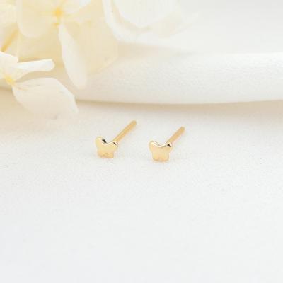 China Wholesale 14K Gold Plated Brass Fashion Small Stud Earring in Star Butterfly Heart and Moon Shapes Jewelry Earrings for sale