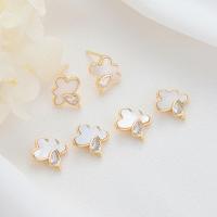 China Factory Wholesaled Diy Jewelry Earring Accessories 14K Gold Plated Inlaid Shell Cloud Shape Stud Earrings for sale