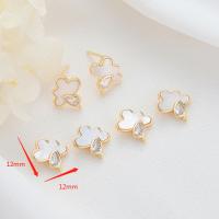 China Factory Wholesaled Diy Jewelry Earring Accessories 14K Gold Plated Inlaid Shell Cloud Shape Stud Earrings for sale