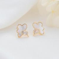China Factory Wholesaled Diy Jewelry Earring Accessories 14K Gold Plated Inlaid Shell Cloud Shape Stud Earrings for sale