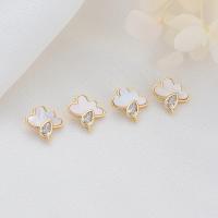 China Factory Wholesaled Diy Jewelry Earring Accessories 14K Gold Plated Inlaid Shell Cloud Shape Stud Earrings for sale