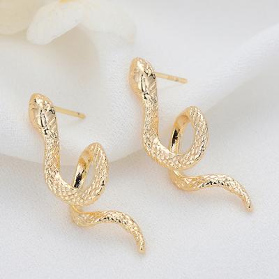 China Factory Wholesale Brass 14K Gold Plated Snake Studs Earring Fashion Jewelry Earrings for sale