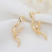 China Factory Wholesale Brass 14K Gold Plated Snake Studs Earring Fashion Jewelry Earrings for sale