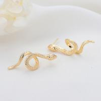 China Factory Wholesale Brass 14K Gold Plated Snake Studs Earring Fashion Jewelry Earrings for sale