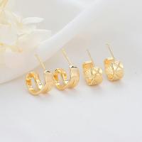 China Factory Wholesale Fashion Women's Earrings 14K Gold Plated Striped C Shaped Jewelry Earring Studs for sale