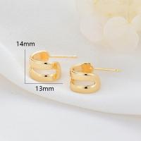 China Factory Wholesale Fashion Women's Earrings 14K Gold Plated Striped C Shaped Jewelry Earring Studs for sale