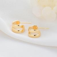 China Factory Wholesale Fashion Women's Earrings 14K Gold Plated Striped C Shaped Jewelry Earring Studs for sale