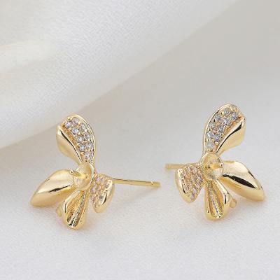 China Wholesale 14K Gold Plated Can Match Pearls Butterfly Shape  Stud Earrings for sale