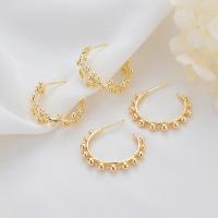 China Wholesale 14K Gold Plated C Shaped Half Circle Women's Jewelry Earrings Vine Round Ball Beads Fashion Studs Earring for sale