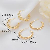 China Wholesale 14K Gold Plated C Shaped Half Circle Women's Jewelry Earrings Vine Round Ball Beads Fashion Studs Earring for sale