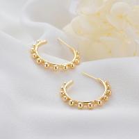 China Wholesale 14K Gold Plated C Shaped Half Circle Women's Jewelry Earrings Vine Round Ball Beads Fashion Studs Earring for sale