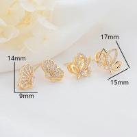 China Fashion Design 14K Gold Plated Inlaid Zircon Butterfly Shape Stud Earring for sale