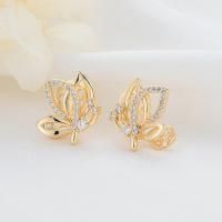 China Fashion Design 14K Gold Plated Inlaid Zircon Butterfly Shape Stud Earring for sale
