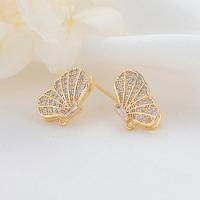 China Fashion Design 14K Gold Plated Inlaid Zircon Butterfly Shape Stud Earring for sale