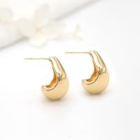 China Fashion Minimalist Design With 14K Gold Plated Spoon Shaped Studs and Smooth Surface Customization for Women's Jewelry Earrings for sale