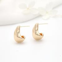 China Fashion Minimalist Design With 14K Gold Plated Spoon Shaped Studs and Smooth Surface Customization for Women's Jewelry Earrings for sale
