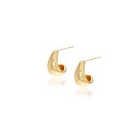 China Fashion Minimalist Design With 14K Gold Plated Spoon Shaped Studs and Smooth Surface Customization for Women's Jewelry Earrings for sale