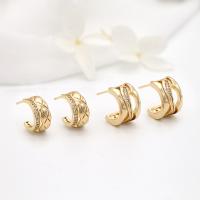 China Wholesale 14K Gold Plated Fashion Jewelry Earrings With C Shaped Inlaid Zircon for Women's Studs Earring for sale