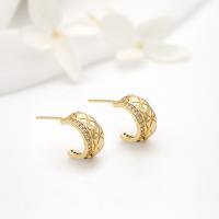 China Wholesale 14K Gold Plated Fashion Jewelry Earrings With C Shaped Inlaid Zircon for Women's Studs Earring for sale