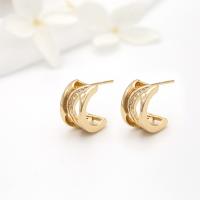 China Wholesale 14K Gold Plated Fashion Jewelry Earrings With C Shaped Inlaid Zircon for Women's Studs Earring for sale