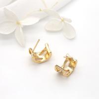 China Wholesale 14K Gold Plated Fashion Jewelry Earrings With C Shaped Inlaid Zircon for Women's Studs Earring for sale