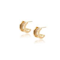China Wholesale 14K Gold Plated Fashion Jewelry Earrings With C Shaped Inlaid Zircon for Women's Studs Earring for sale