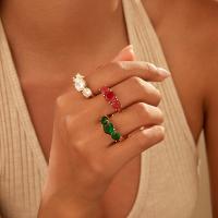 China 18K Gold Plated Brass With White Red Green Zircon Stones Stylish Adjustable Jewelry Ring for Women for sale