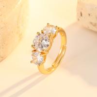 China 18K Gold Plated Brass With White Red Green Zircon Stones Stylish Adjustable Jewelry Ring for Women for sale