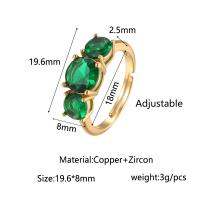 China 18K Gold Plated Brass With White Red Green Zircon Stones Stylish Adjustable Jewelry Ring for Women for sale