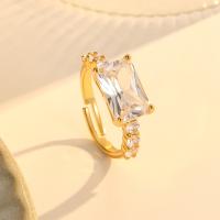 China Hot Selling 18K Gold Plated Brass Adjustable Ring with Colored Cubic Zircon Stones Women's Fashion Jewelry Ring Supplier for sale