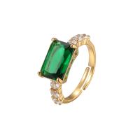 China Hot Selling 18K Gold Plated Brass Adjustable Ring with Colored Cubic Zircon Stones Women's Fashion Jewelry Ring Supplier for sale