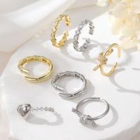 China Fashion 14K Gold Plated Zircon Plain Open Ring Adjustable Heart Shaped Irregular Square Women's Jewelry Ring for sale