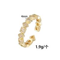 China Fashion 14K Gold Plated Zircon Plain Open Ring Adjustable Heart Shaped Irregular Square Women's Jewelry Ring for sale