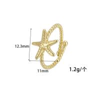 China Fashion New Design Brass Plated 14K Gold Ocean Series Adjustable Ring Starfish Crab Turtle Conch Open Ring for sale