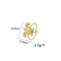 China Fashion New Design Brass Plated 14K Gold Ocean Series Adjustable Ring Starfish Crab Turtle Conch Open Ring for sale