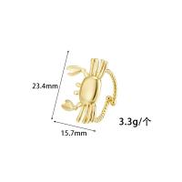 China Fashion New Design Brass Plated 14K Gold Ocean Series Adjustable Ring Starfish Crab Turtle Conch Open Ring for sale