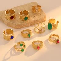China Wholesale Fashion Zircon Gold Plated Ring Personalized Open Ring Irregular Unisex Ring for sale