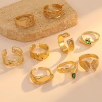 China Wholesale Fashion Zircon Gold Plated Ring Personalized Open Ring Irregular Unisex Ring for sale
