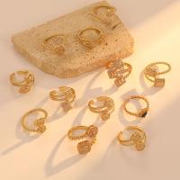 China Hot Selling Brass Simple Design Women's Jewelry Rings 14K Gold Plated Zircon Multi Shape Adjustable Women's Ring for sale