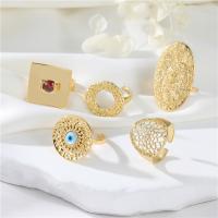 China Hot Selling Brass Simple Design Women's Jewelry Rings 14K Gold Plated Zircon Multi Shape Adjustable Women's Ring for sale
