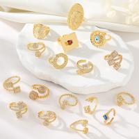 China Hot Selling Brass Simple Design Women's Jewelry Rings 14K Gold Plated Zircon Multi Shape Adjustable Women's Ring for sale