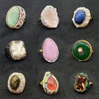 China Hot Sale New 18K Gold Plated Baroque Natural Pearl Ring Pink Glitter Stone Finger Ring Jewelry for Women for sale