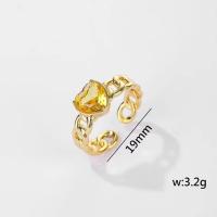 China Factory Trendy Finger Rings 14K Gold Plated Adjustable Cuban Chain  Micro Set Heart Zircon Opening Ring for sale