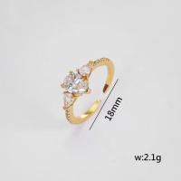 China Jiexing Trendy Finger Rings Wholesale 14K Gold Plated Adjustable Shinny Zircon Micro Set Drop Shape Opening Ring for sale