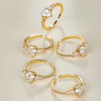 China Jiexing Trendy Finger Rings Wholesale 14K Gold Plated Adjustable Shinny Zircon Micro Set Drop Shape Opening Ring for sale