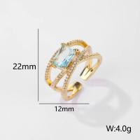 China Jiexing Trendy Finger Rings 14K Gold Plated Adjustable Blue Hollow Zircon Finger Ring Women Jewelry for sale